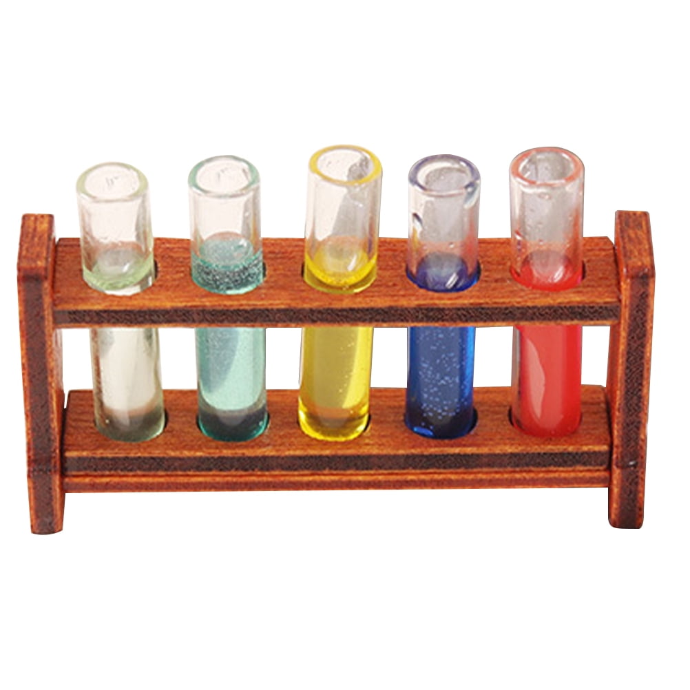 SHIYUU Dollhouse Miniature Test Tubes with Rack for Science Experiment ...