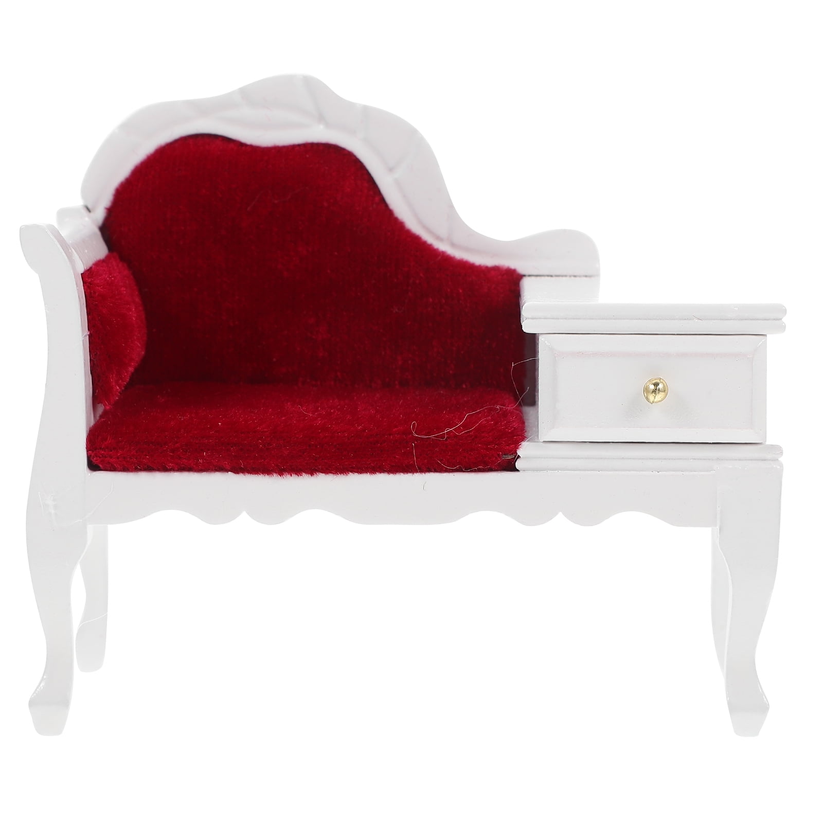 SHIYUU Miniature Wooden Sofa Chair Tiny Furniture Model with Drawer ...