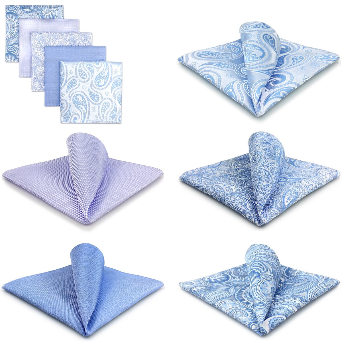 SHLAX&WING 5 Pieces Assorted Mens Silk Pocket Square Handkerchiefs Set ...