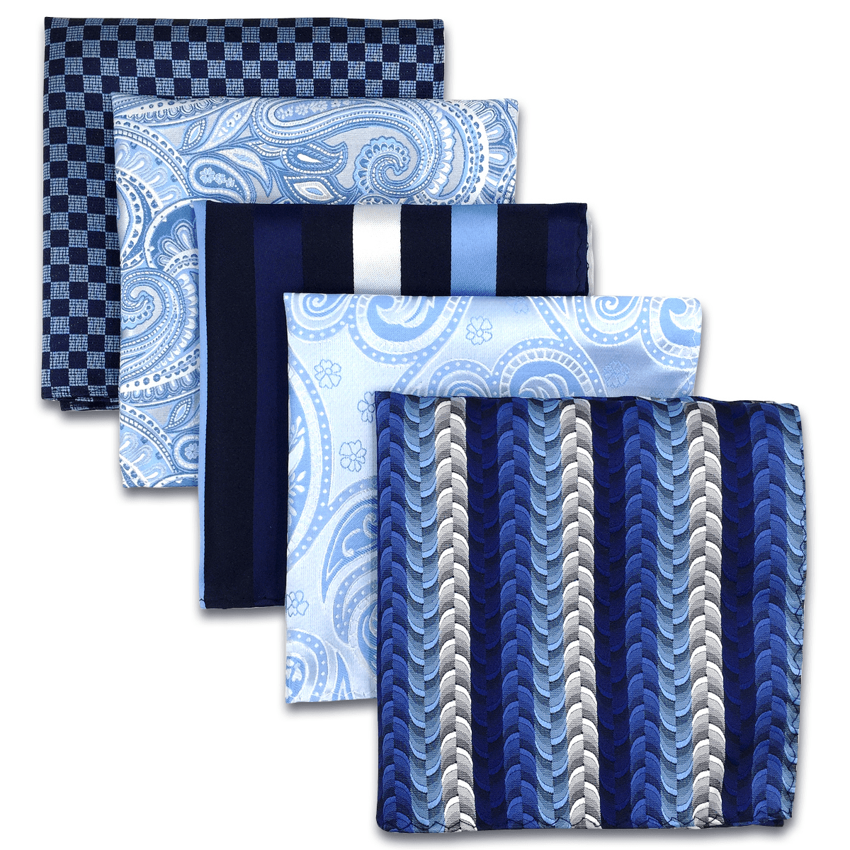SHLAX&WING 5 Pieces Assorted Mens Silk Pocket Square Handkerchiefs Set ...