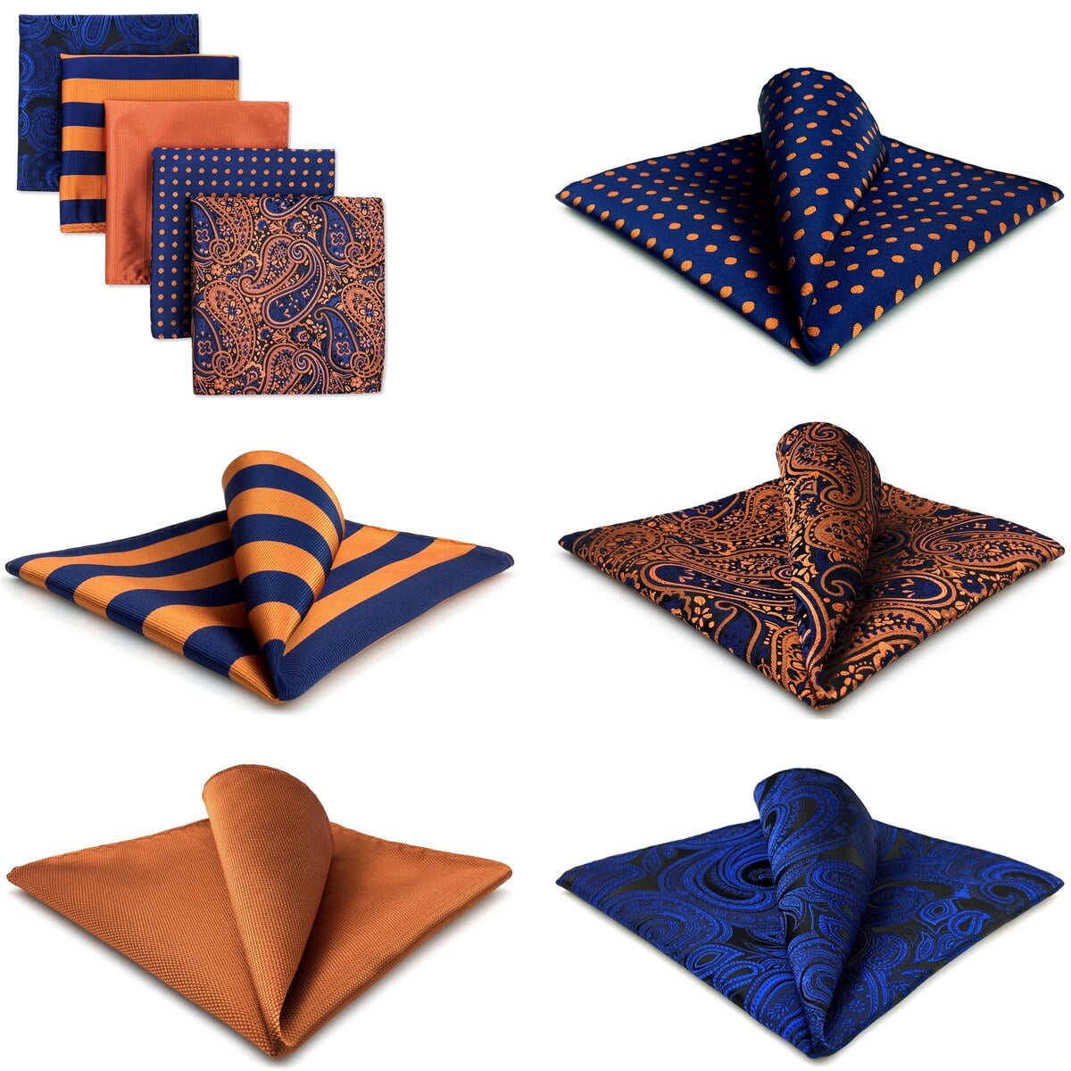 SHLAX&WING 5 Pieces Assorted Mens Silk Pocket Square Handkerchiefs Set ...