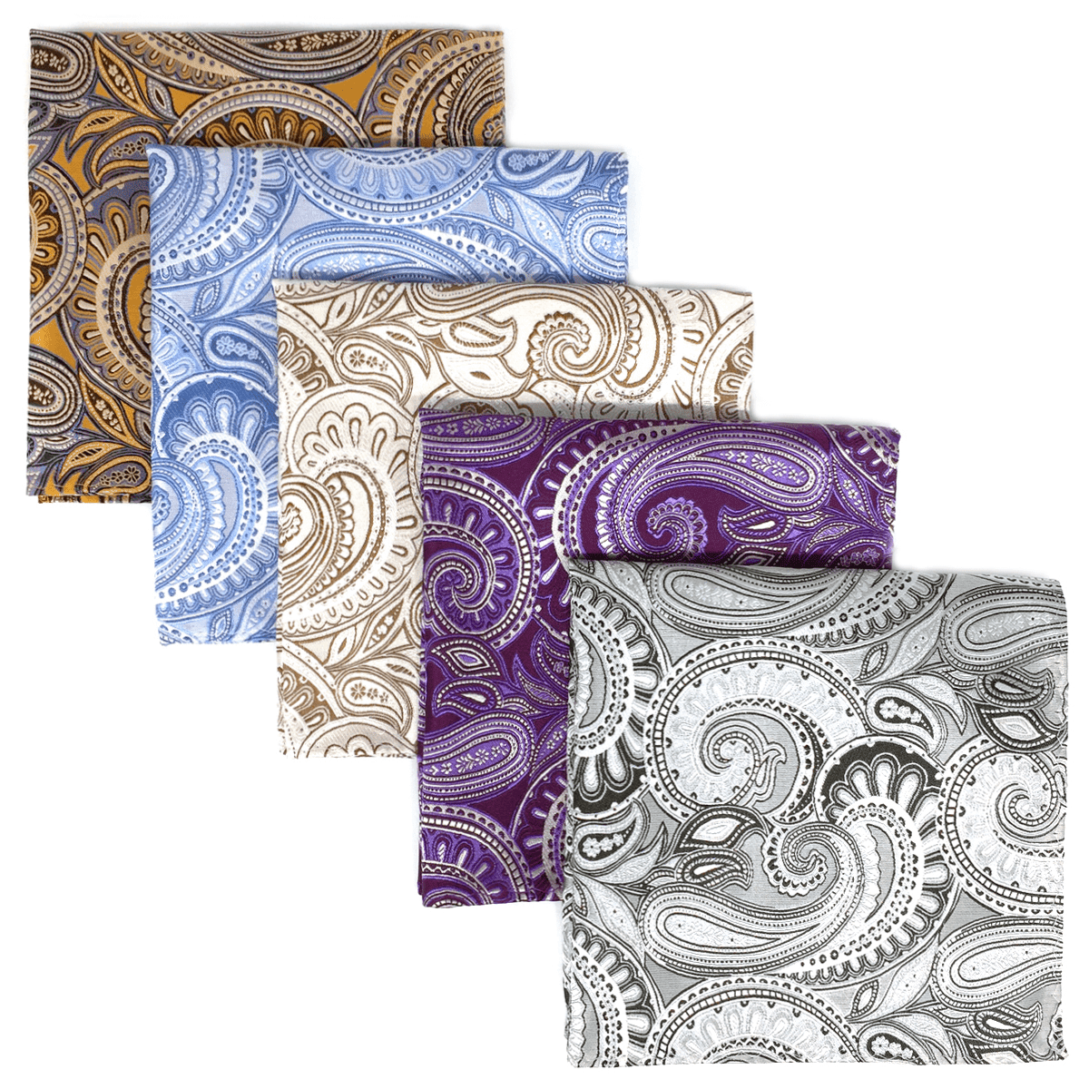 SHLAX&WING 5 Pieces Assorted Mens Silk Pocket Square Handkerchiefs Set ...