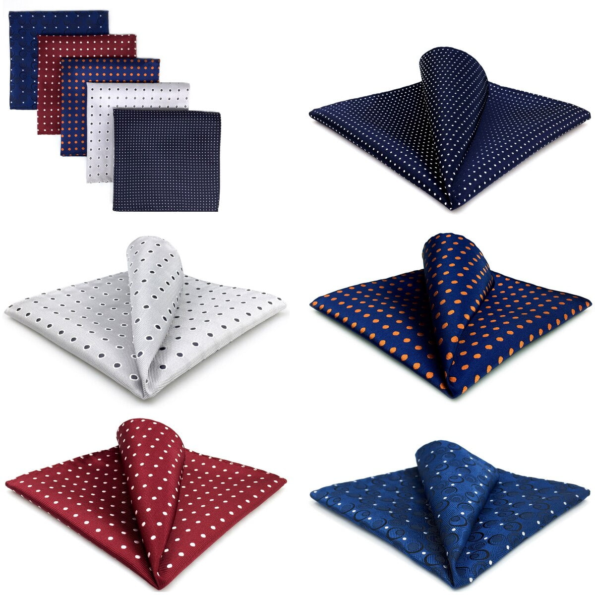 SHLAX&WING 5pc Assorted Men's Silk Suit Pocket Squares Set - Walmart.com