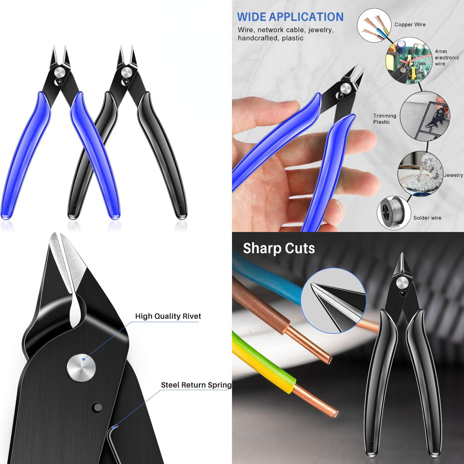 SHLPAIL Ideal Ultra Sharp 5-inch Wire Flush Cutters for Electronics Crafts and Jewelry - High ...