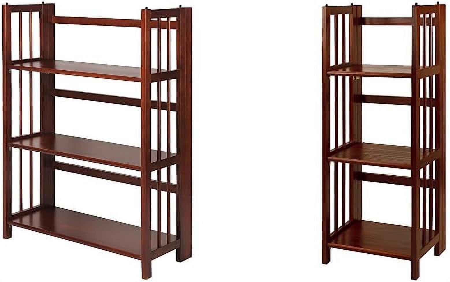 SHMAMT 3-Shelf Folding Stackable Bookcase (27.5" Wide)-Natural ...