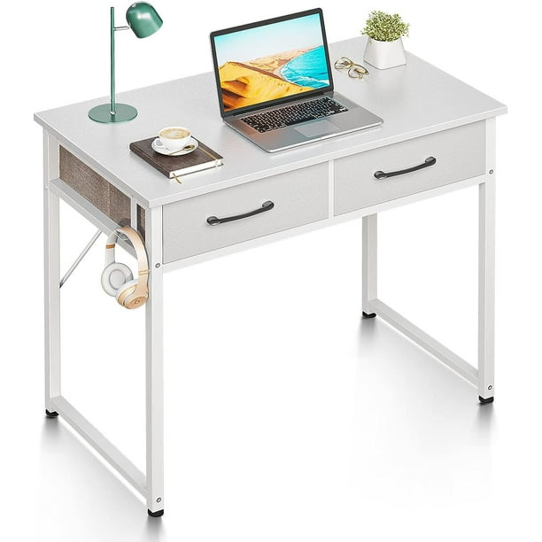SHMAMT 32 Inch Computer Desk with 2 Fabric Drawers, Home Office Desk ...