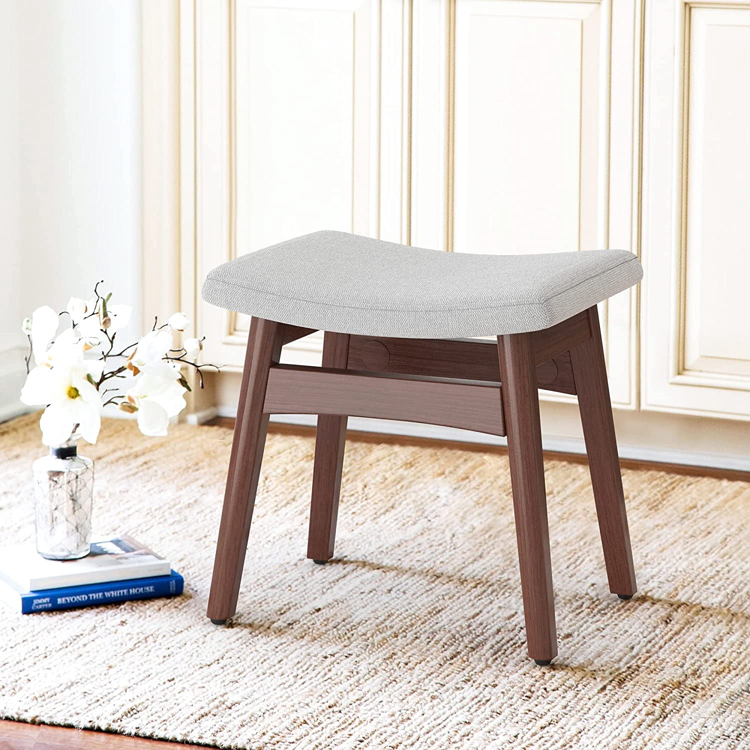 SHMAMT Foot Stool, Saddle Cushion Vanity Stool, Modern Concave Ottoman ...