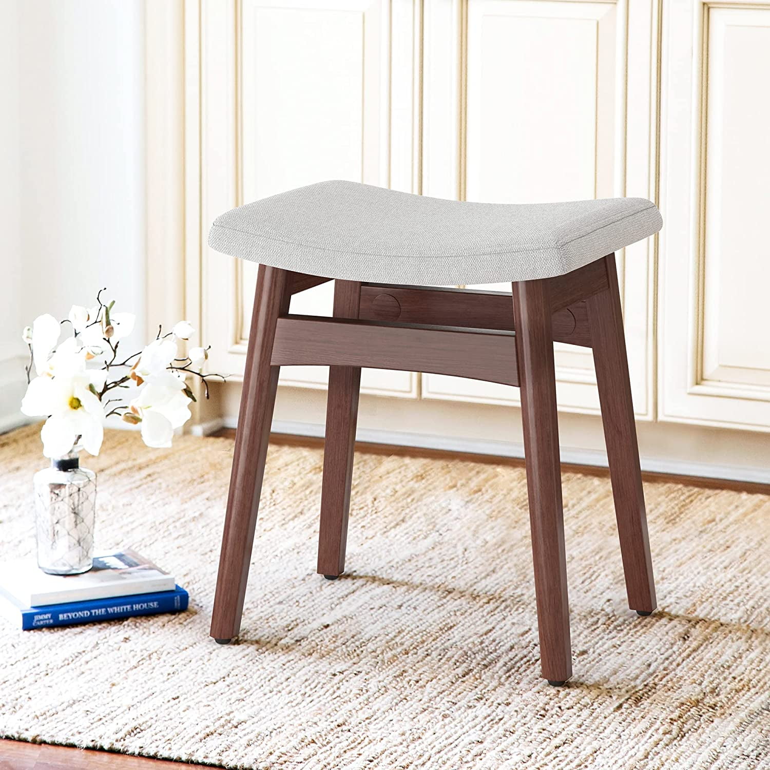 SHMAMT Foot Stool, Saddle Cushion Vanity Stool, Modern Concave Ottoman ...