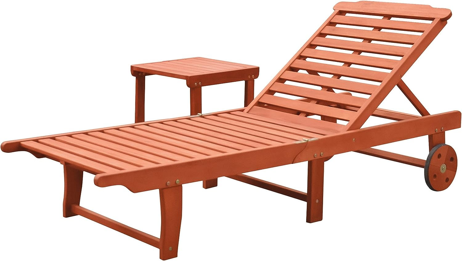 SHMAMT Malibu Outdoor Patio Wood 2-Piece Beach & Pool Lounge Set ...
