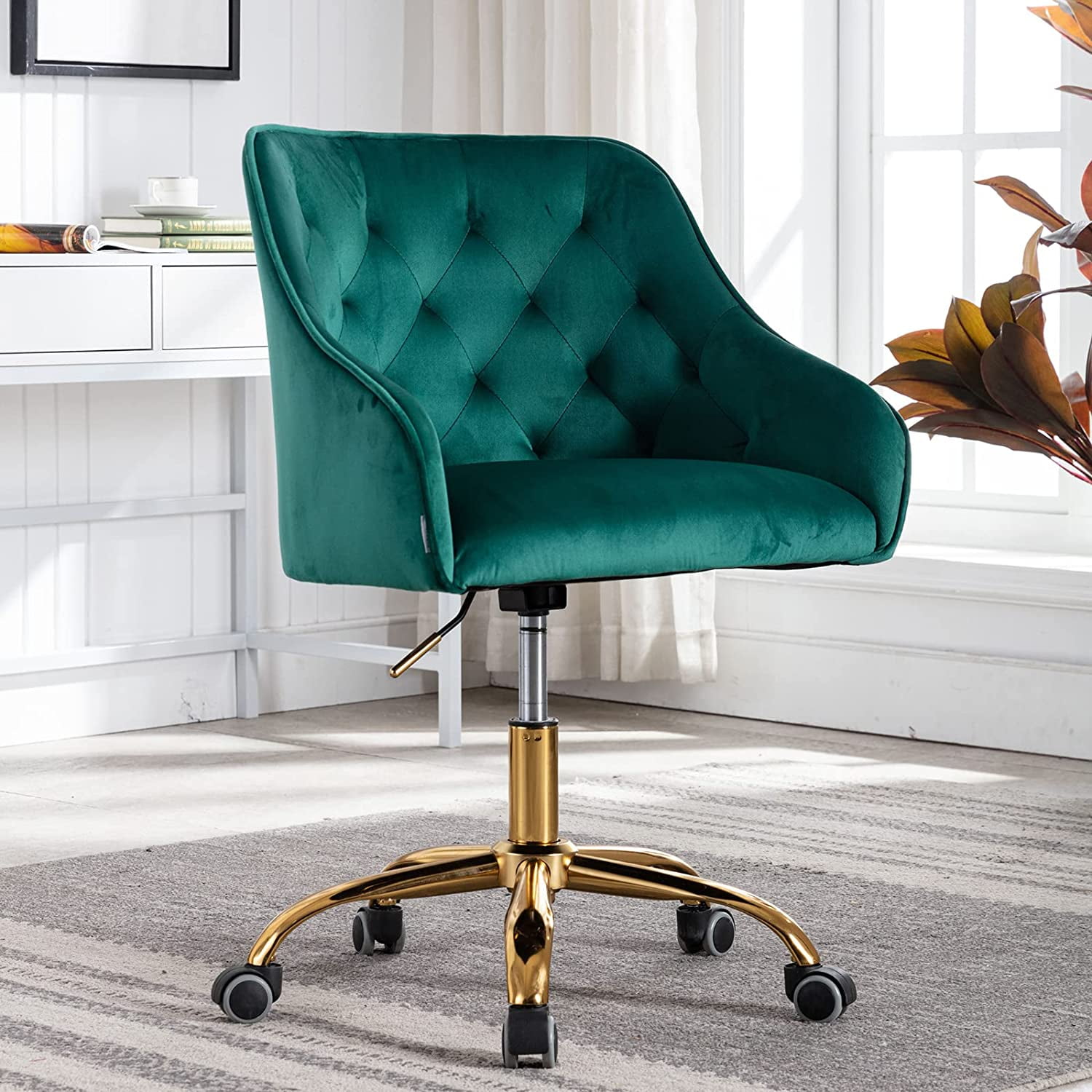 SHMAMT Velvet Home Office Chair, Modern Adjustable Swivel Desk Chairs ...