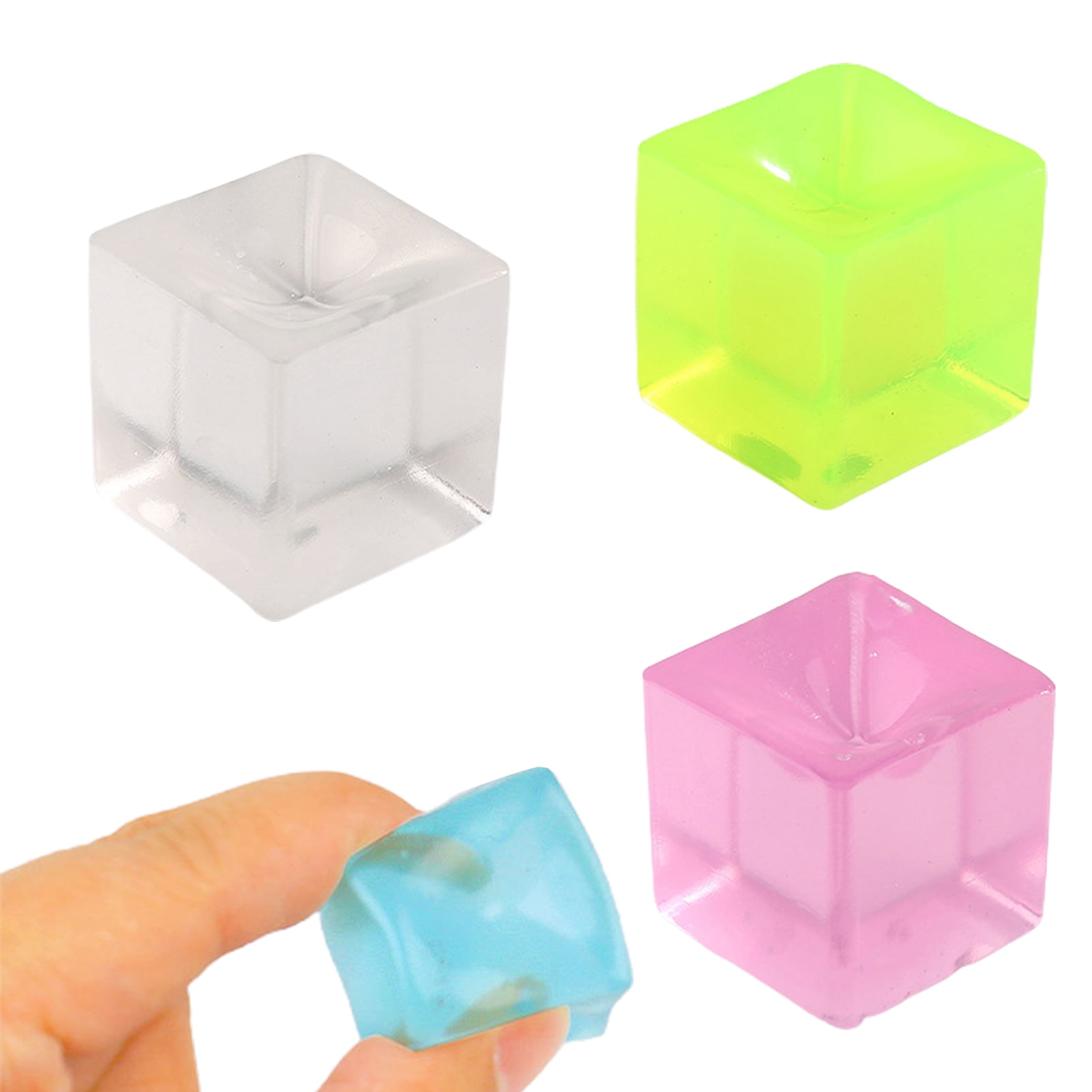 SHNETY 2Pcs Ice Cube Squeeze Toys Soft TPR Quick Recovery Transparent ...