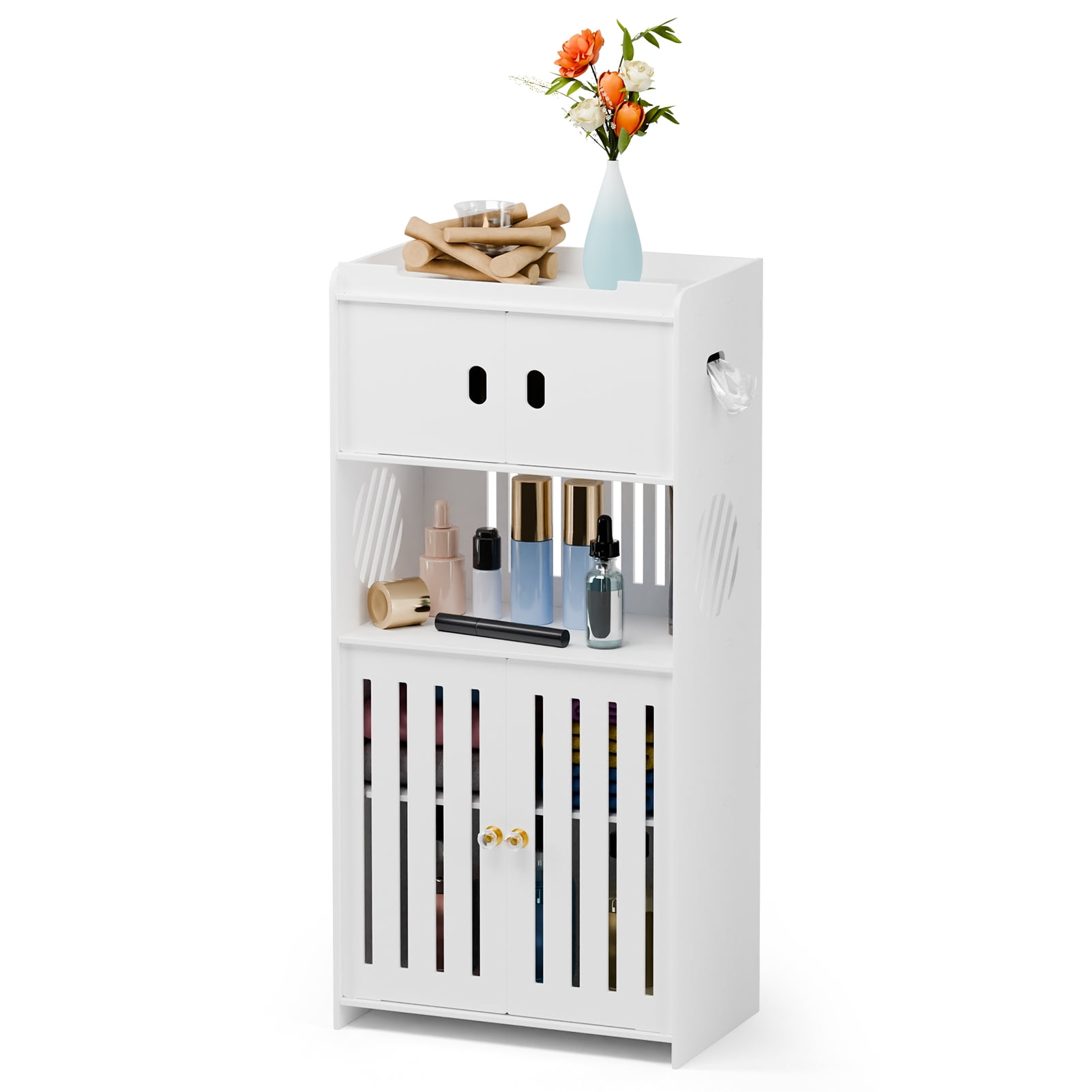 SHNETY Bathroom Cabinet,Moisture-Proof Bathroom Shelf with Faux Crystal ...