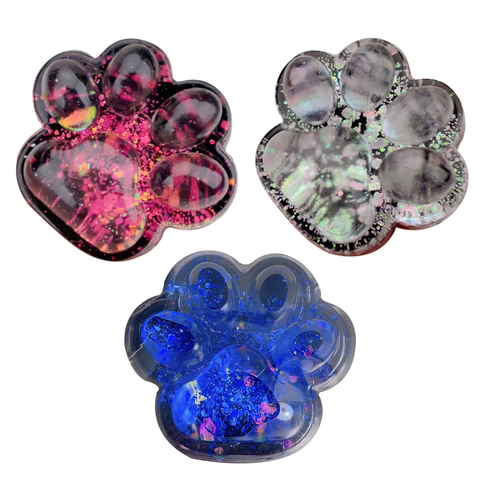 SHNETY Clear Cat Paw Squeeze Toy Anxiety Stress Relief Glitter Kitten ...