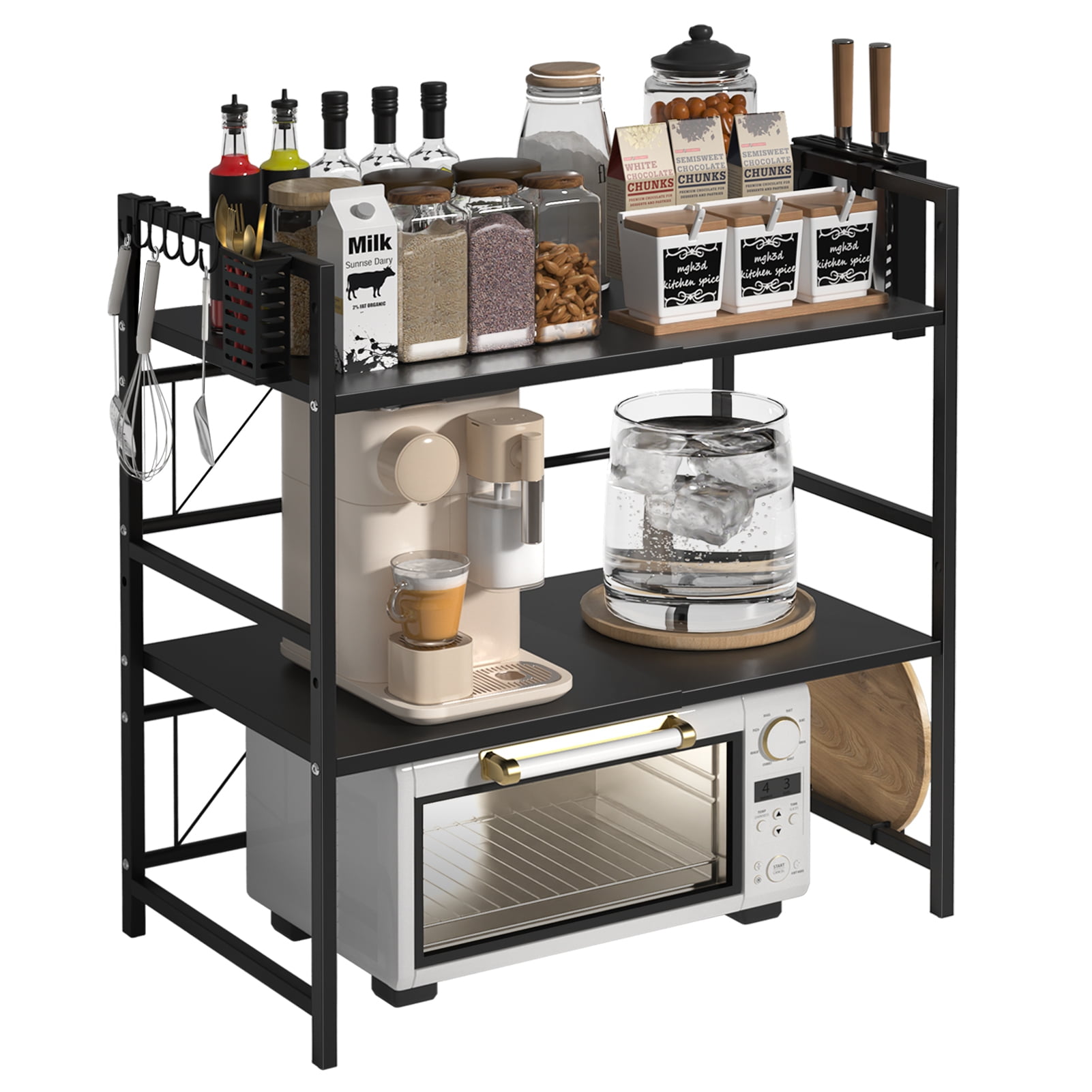 SHNETY Expandable Microwave Oven Rack, 2 Tier Microwave Shelf, with ...