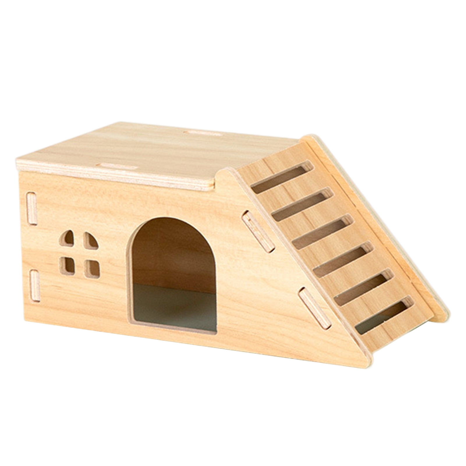 SHNETY Hamster Villa Double Layer Harmless Pet Toy Solid Wood Dwarf ...