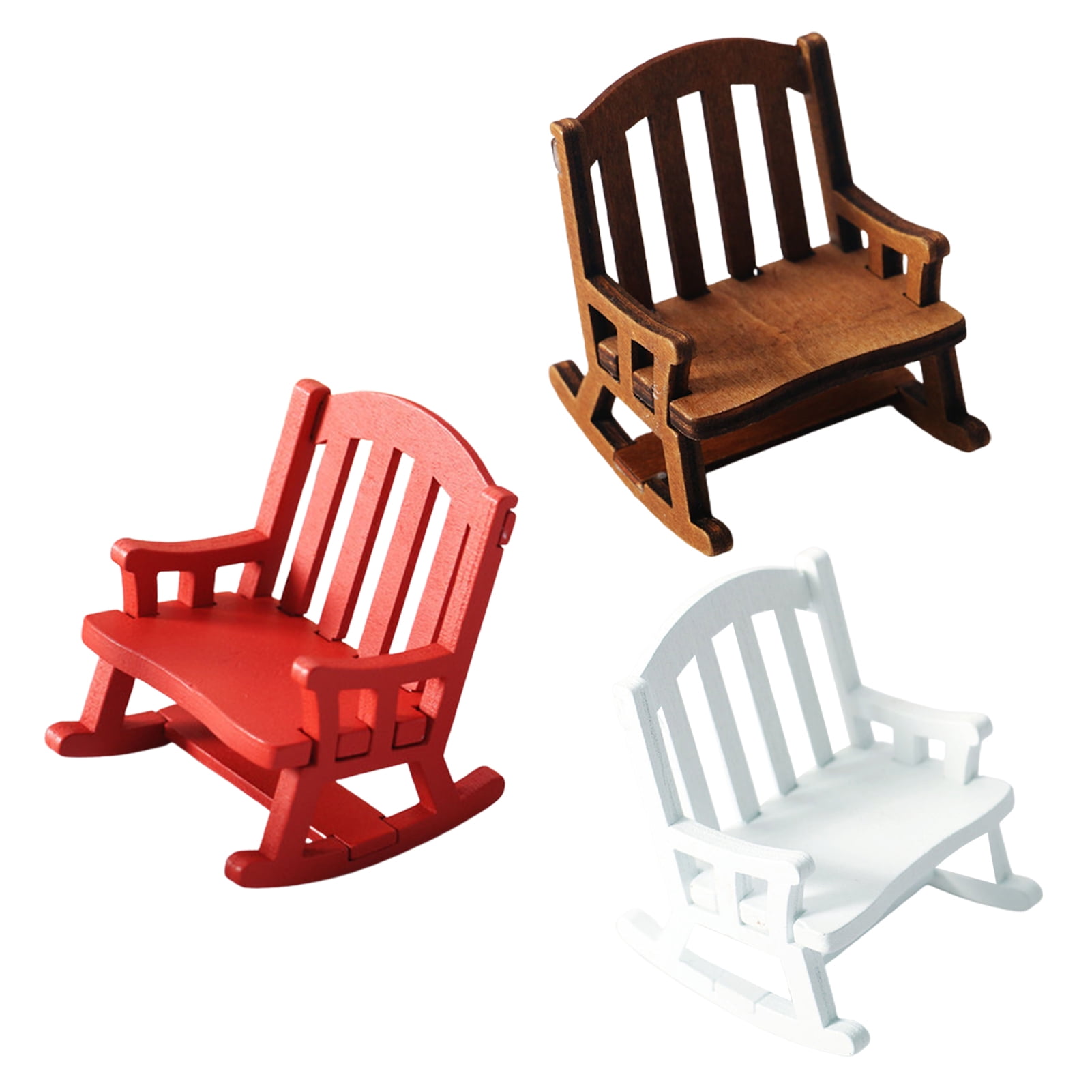 SHNETY Mini Rocking Chair Retro Creative 1/12 Ratio Dollhouse Swing ...