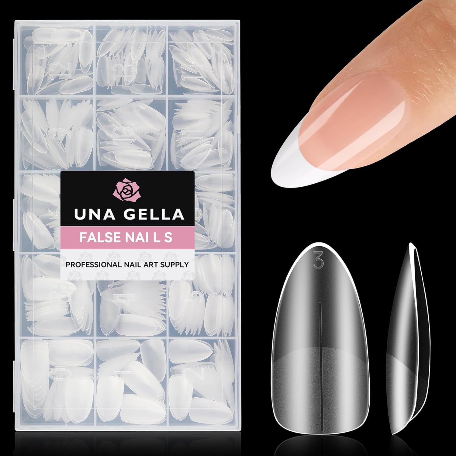 Shnwu Almond Nail Tips 504pcs Almond Gel X Nail Tips 15 Sizes Full