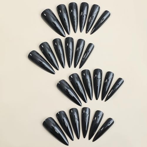 Shnwu Long Stiletto Press On Nails Almond Fake Nails Glossy Glue On