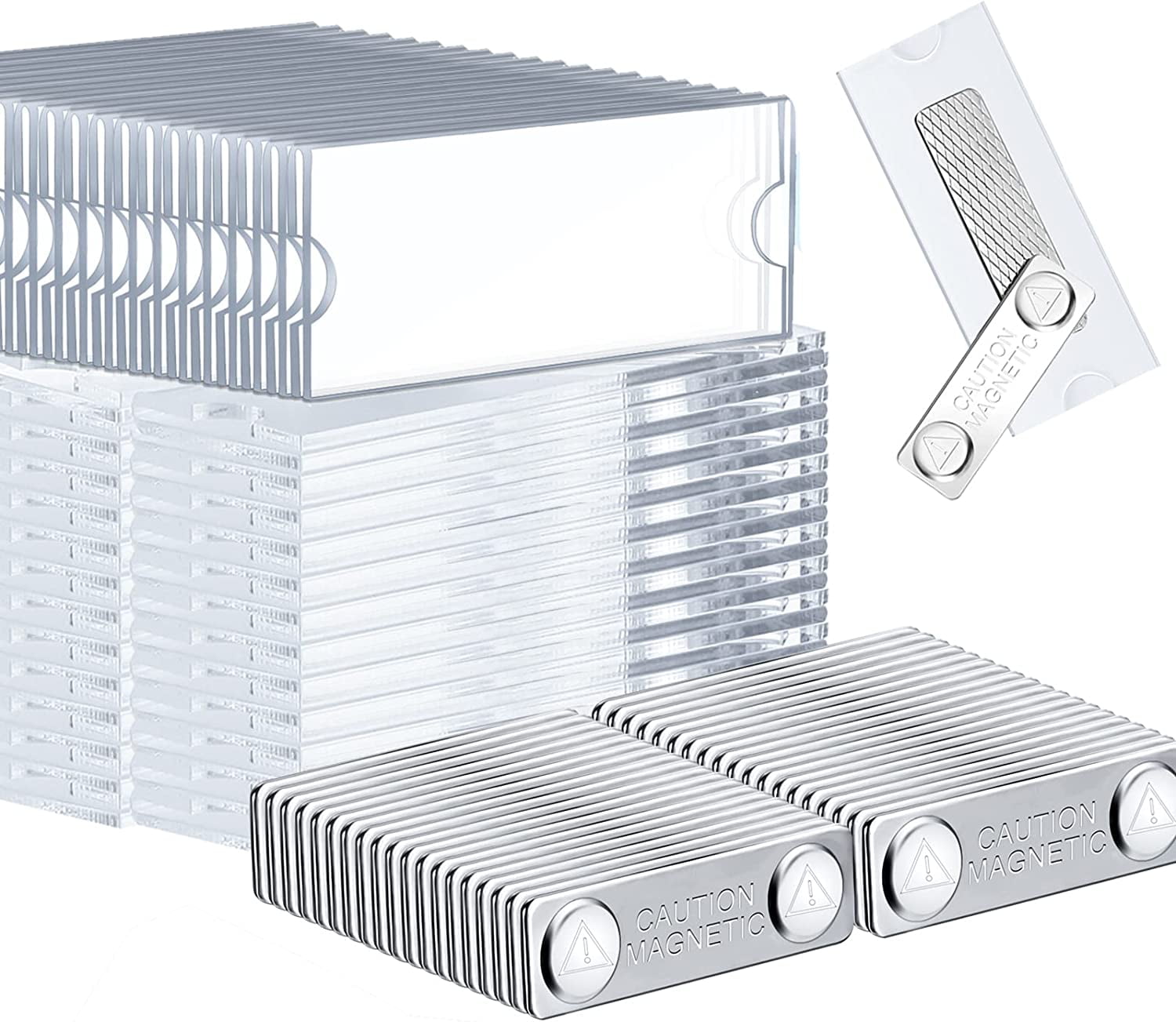 SHNWU Magnetic Name Tags Kit Acrylic Name Badge Holders Clear Label ...