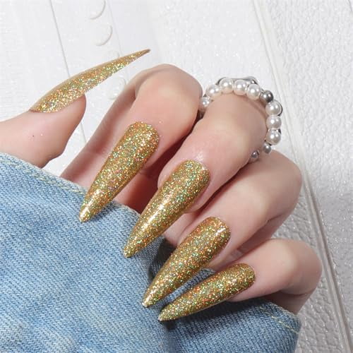 Shnwu Press On Nails Stiletto Long Almond Acrylic Fake Nails With