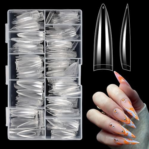Shnwu Stiletto Nail Tips,504pcs No C Curve Nail Tips For Acrylic Nails