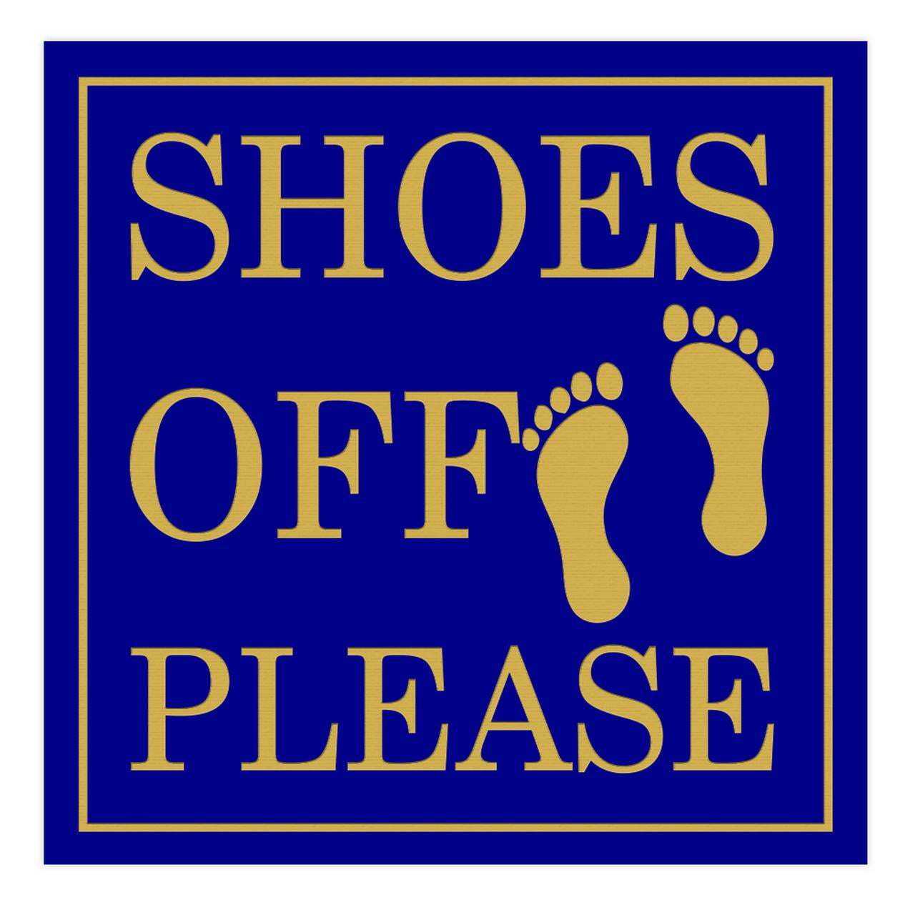 SHOES OFF PLEASE Square Wall Door Sign - Blue / Gold (Large) - Walmart.com