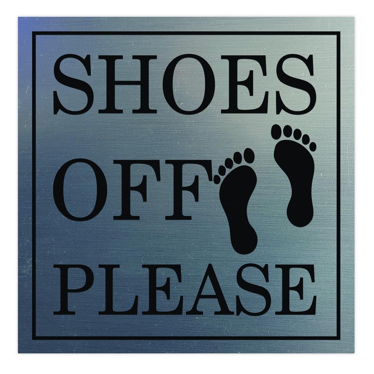 SHOES OFF PLEASE Square Wall Door Sign - Silver (Medium) - Walmart.com