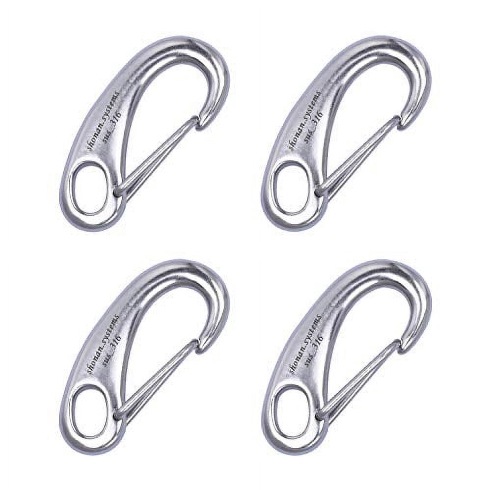 SHONAN 2-3/4 Inch Carabiner Clips, 4 Pack 316 Stainless Steel Boat ...