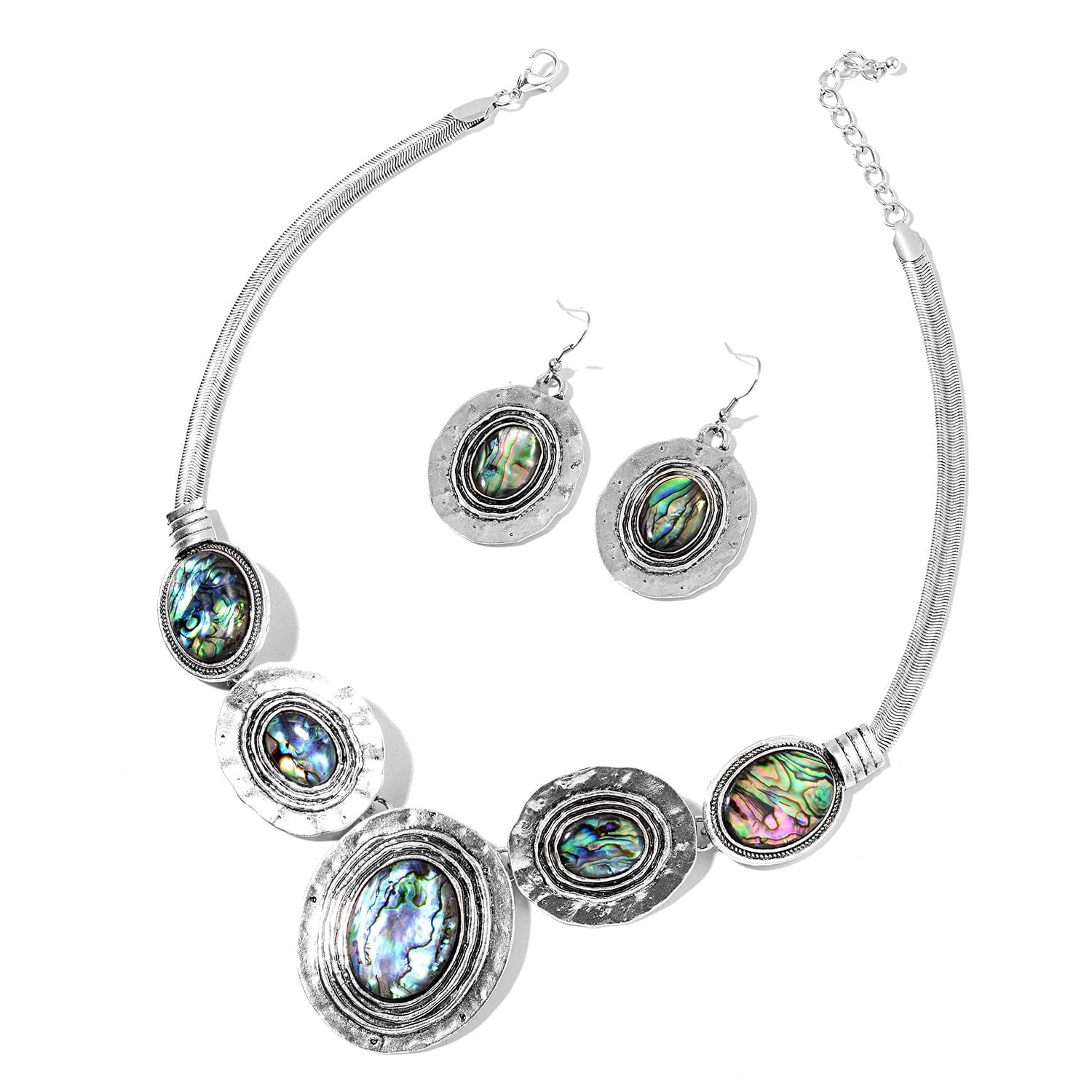 Abalone Shell Necklace & Earrings Set in Stainless Steel - Genuine ...