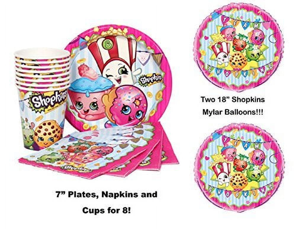 SHOPKINS Birthday Party Plates Cups Napkins + BALLOONS !! For 8 ...