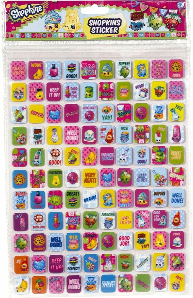 SHOPKINS Collectable Puffy Stickers - 110 Stickers - Lot of 4 - Total ...