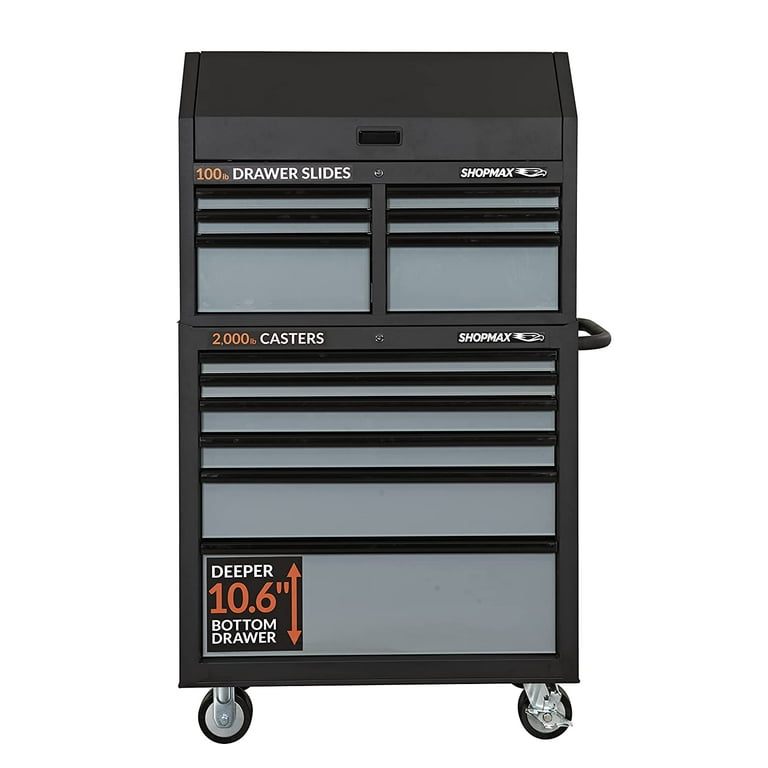 SHOPMAX 36 12 Drawer Tool Chest and Rolling Cabinet Combo Black 93606C2 06A4 Walmart
