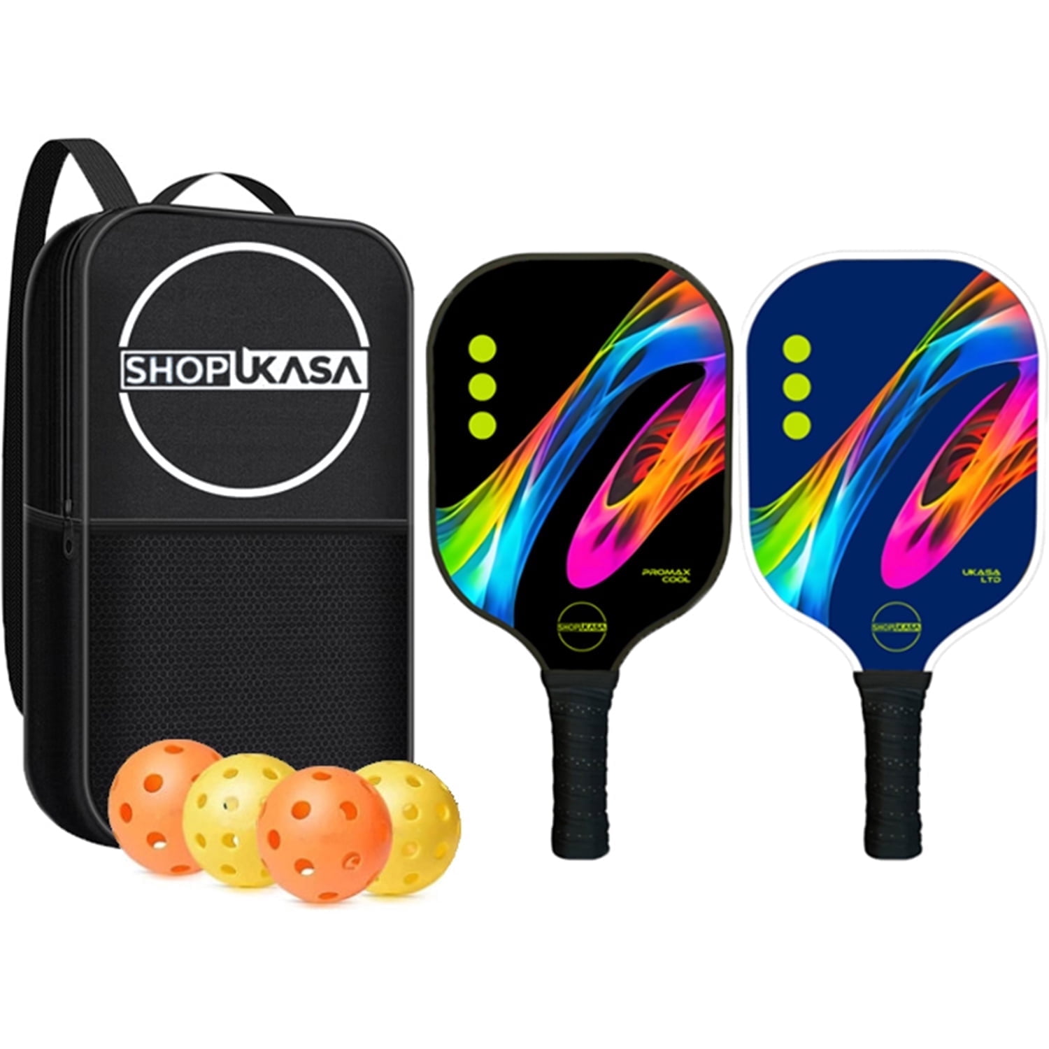 Pickleball Paddle Set of 2 with 2 Pickle Balls & Bag – Lightweight ...