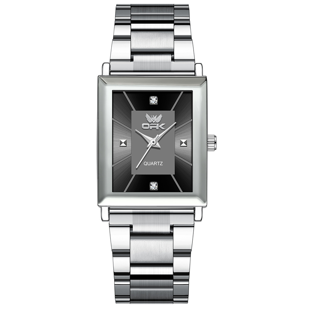 SHORLAM Men's Square Calendar Quartz Watch 1.18in Stainless Steel ...