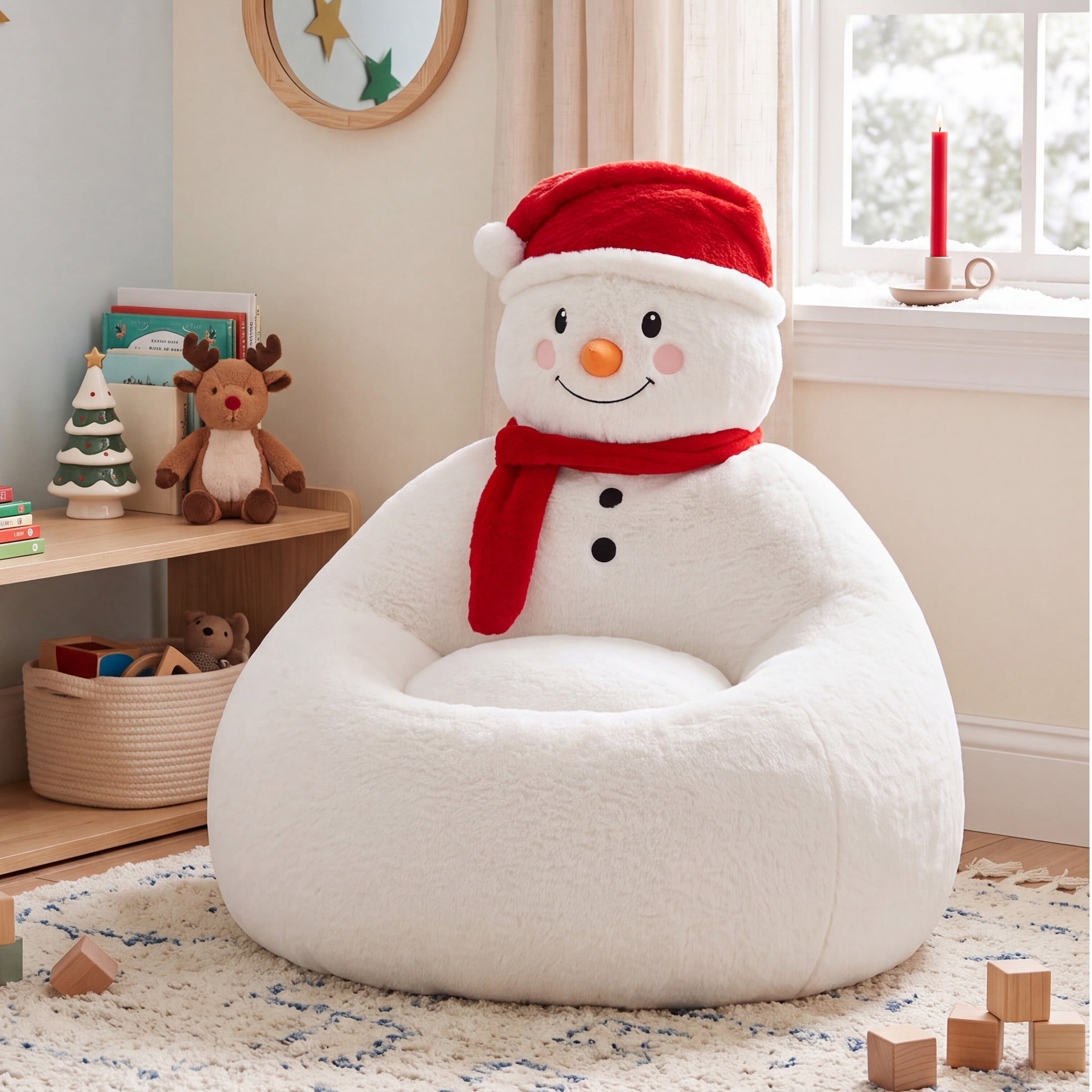 SHOUFTW Christmas Kids Bean Bag Chair, Stuffed Toddler Couch for Kids ...