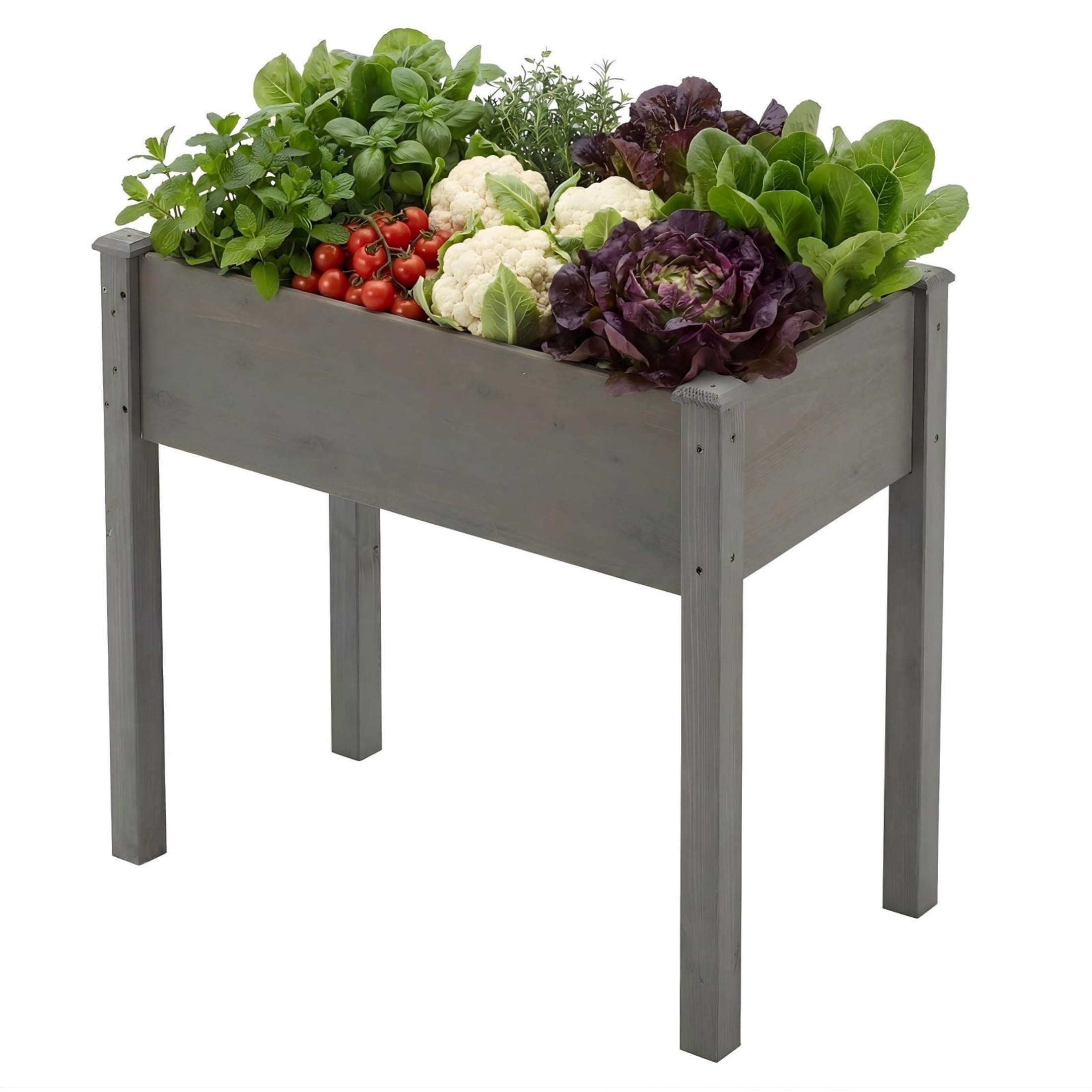 SHOUFTW Elevated Wooden Planter Box-34"x18"x30" Raised Garden Bed with ...