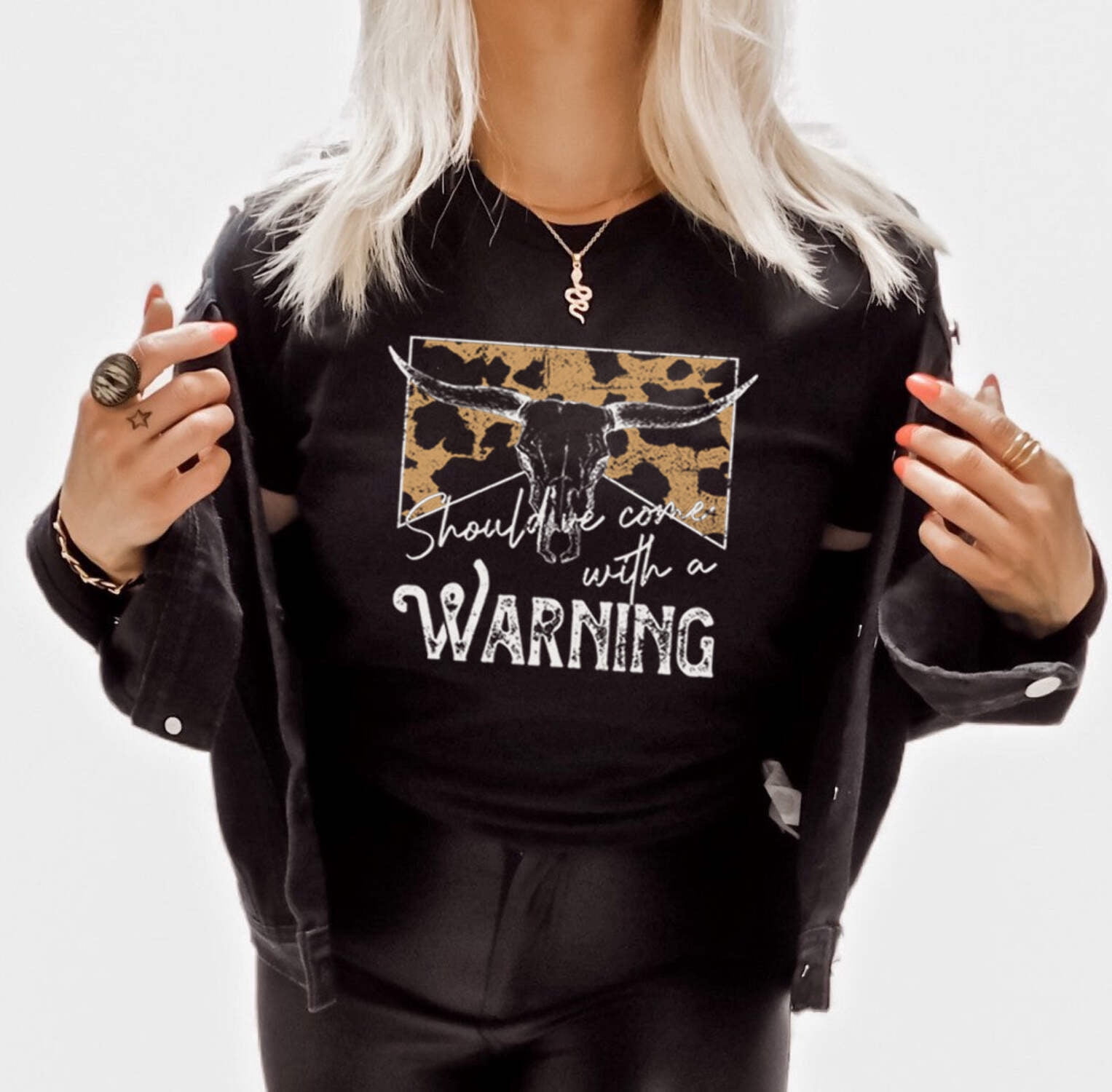 SHOULDVE COME WITH A WARNING Graphic Short sleeve Tees - Walmart.com