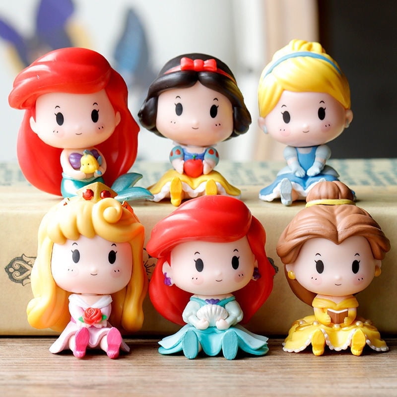SHOUWU 6PCS Princess Action Figure Model Sitting Version, 7cm ...