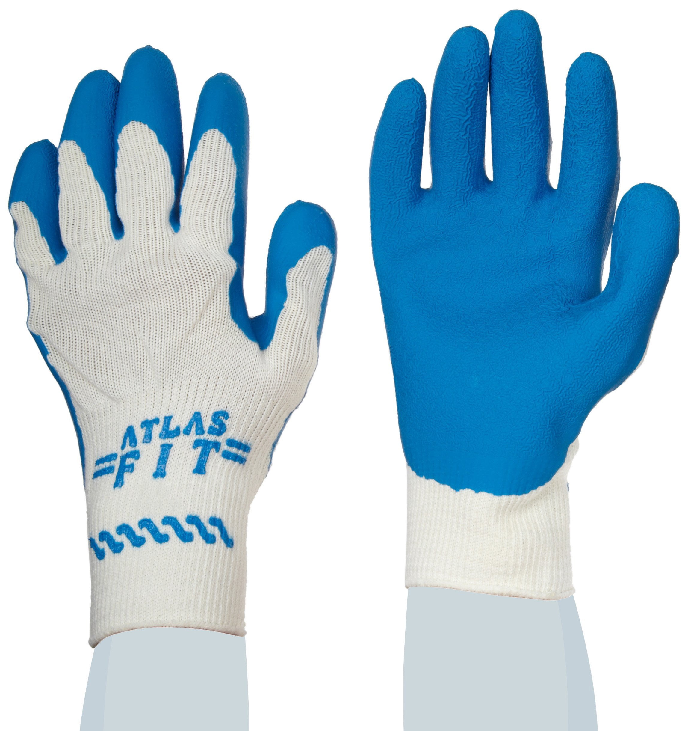 SHOWA Atlas 300W Fit Palm Coating Natural Rubber Glove, White, X-Large ...