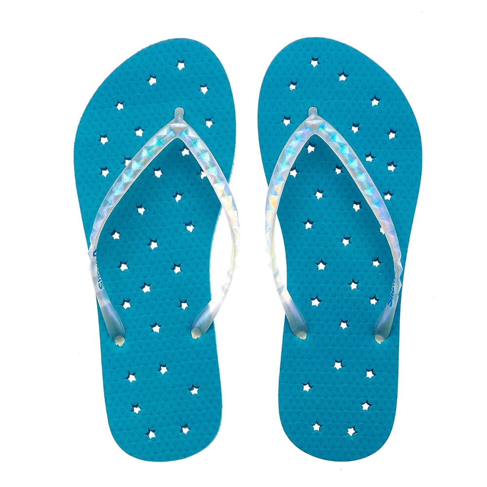 SHOWAFLOPS Girls Iridescent Stars Flip-Flops, Size: 4/5 - Walmart.com