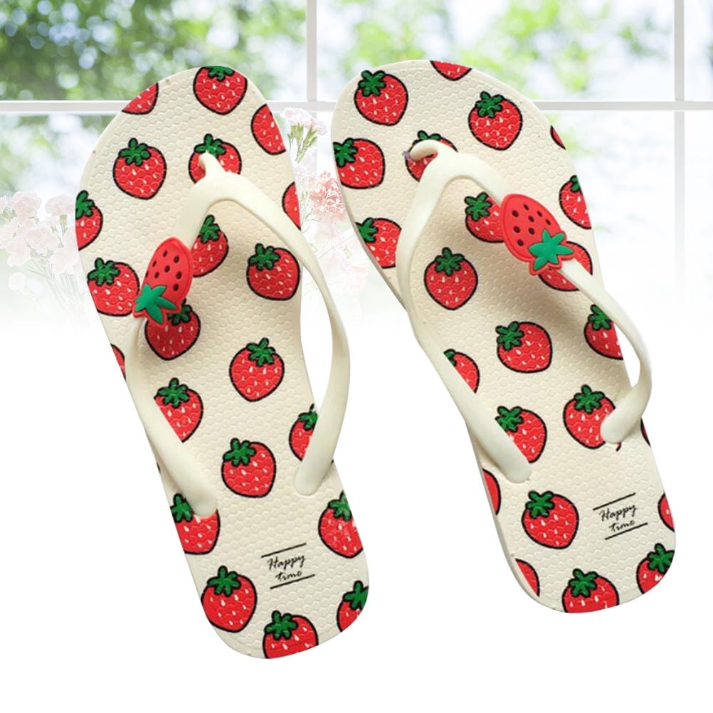 SHOWERORO 1 Pair PVC Slipper for Women Cute House Shoes with Fruit ...