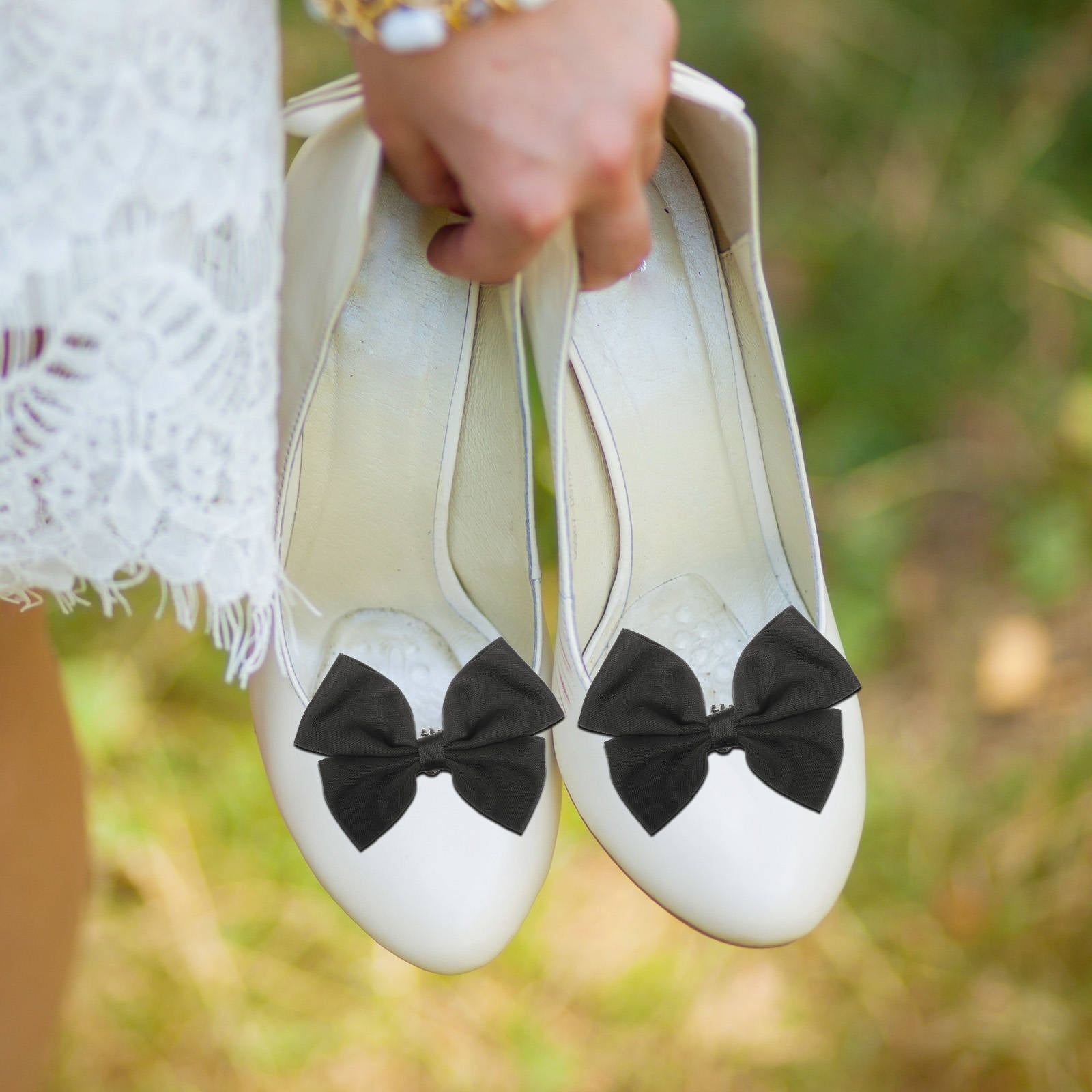 SHOWERORO 1 Pair Removable Shoe Buckle for Girls Shoes Black Bow Knot ...