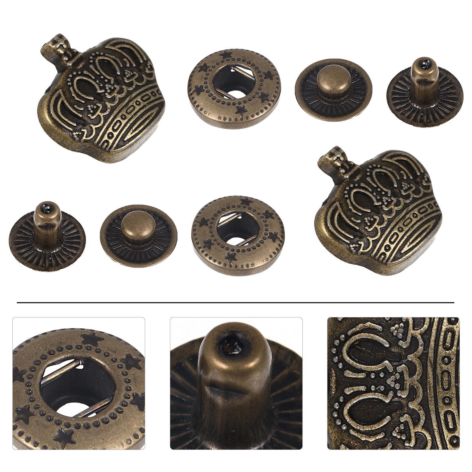 SHOWERORO 10 Sets Diy Snap Fasteners Dark Brown Floral Metal Button ...