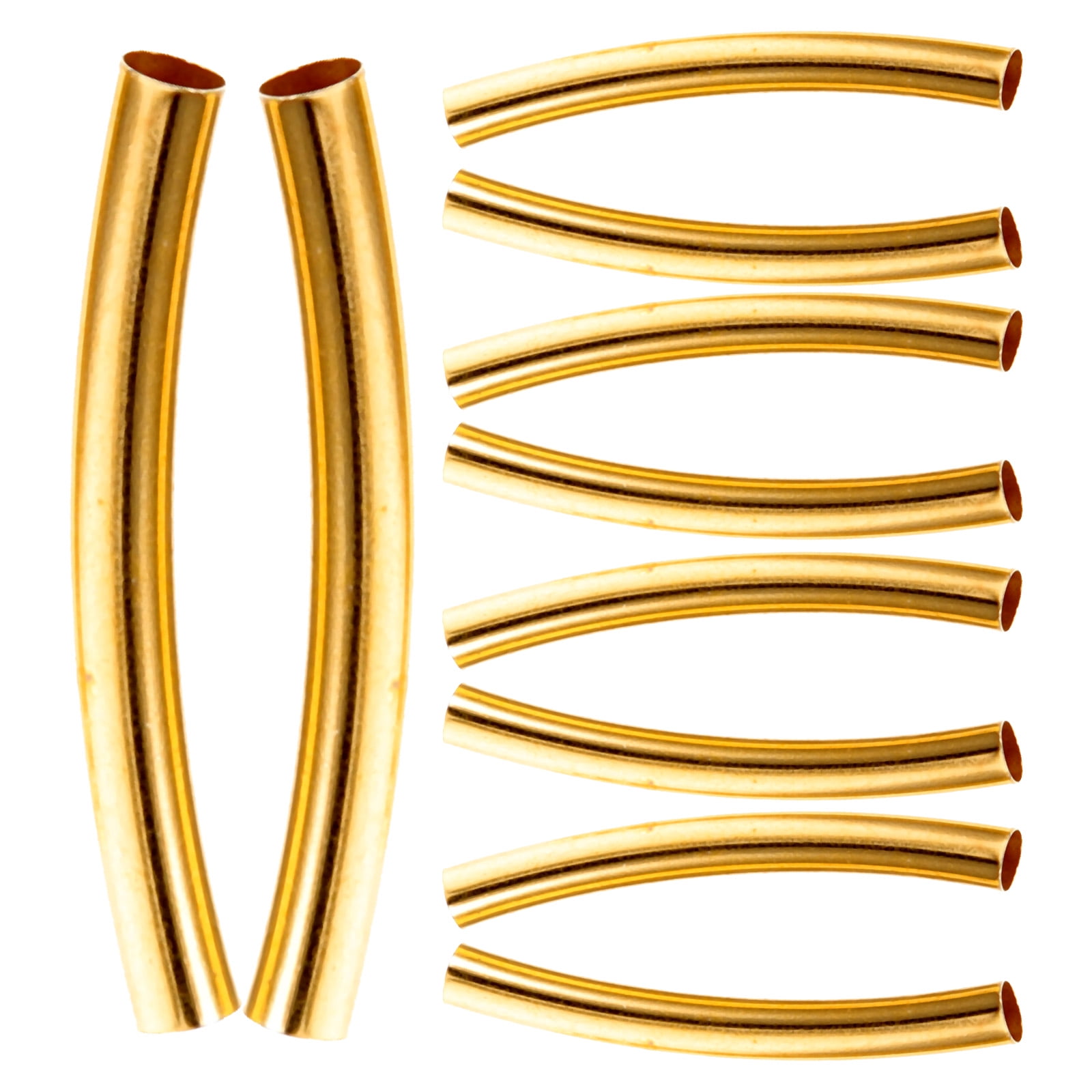 SHOWERORO 100Pcs Curved Noodle Tube Metal Beads for Diy Jewelry Making ...