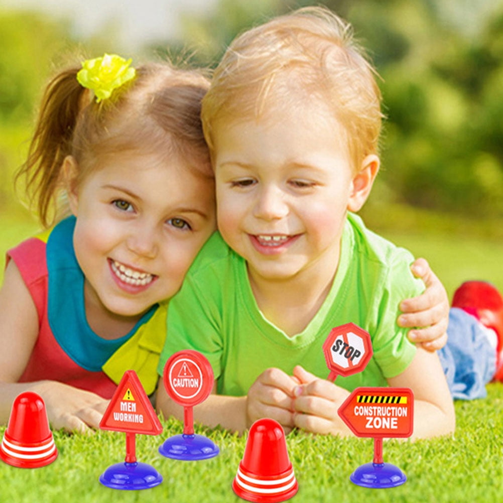 SHOWERORO 10Pcs DIY Children Road Sign Toys for Kids Educational ...