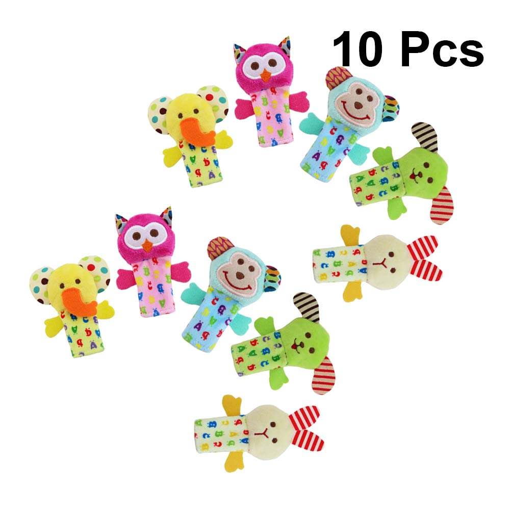 SHOWERORO 10Pcs Plush Animal Finger Puppets Assorted Color Toddlers ...