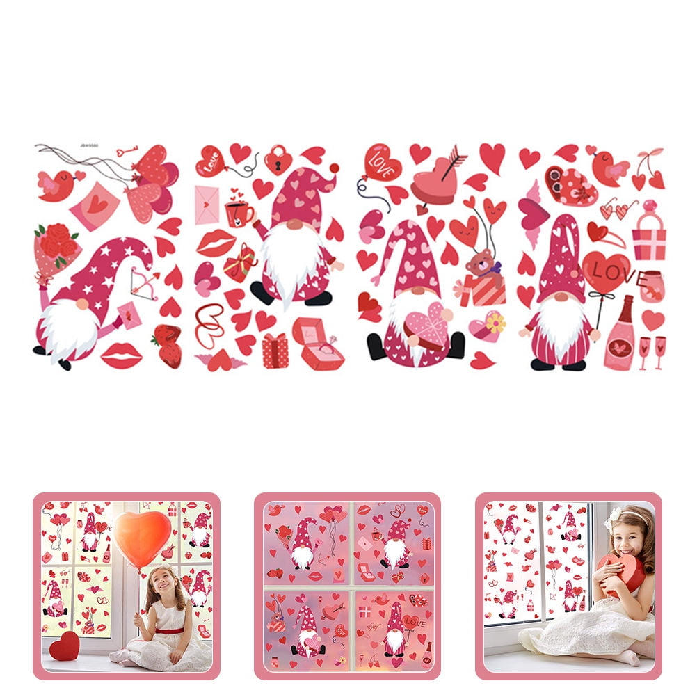 SHOWERORO 1Pack Valentine's Day Window Clings Assorted Color PVC Decals ...