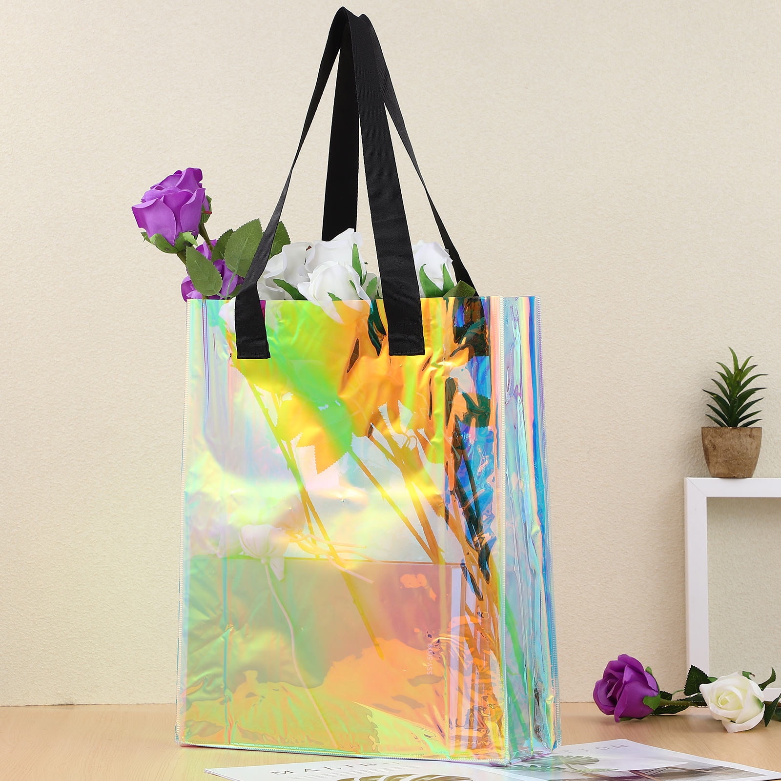 SHOWERORO 23Pack Clear Tote Bag For Beach With Sparkling Holographic ...