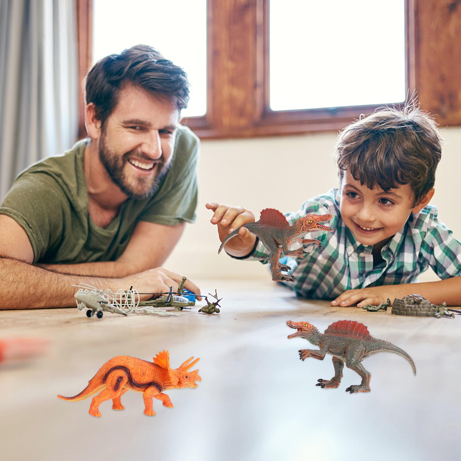 SHOWERORO 2Pack Simulation Dinosaur Models Assorted Color Rubber Small ...