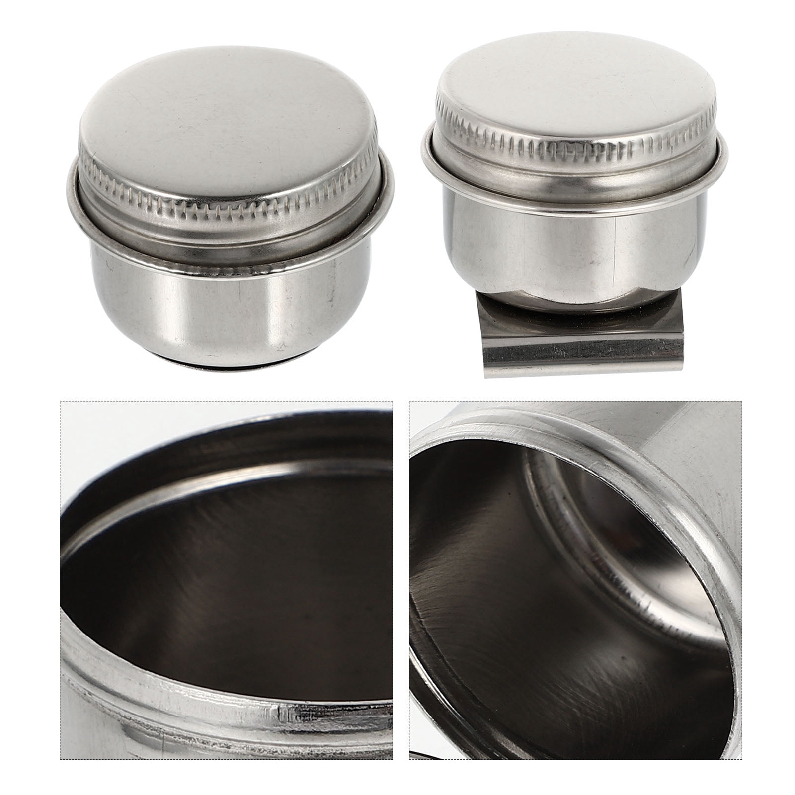 SHOWERORO 2Set Oil Palette Cup for Brush Washing Pot with Lid Silver ...